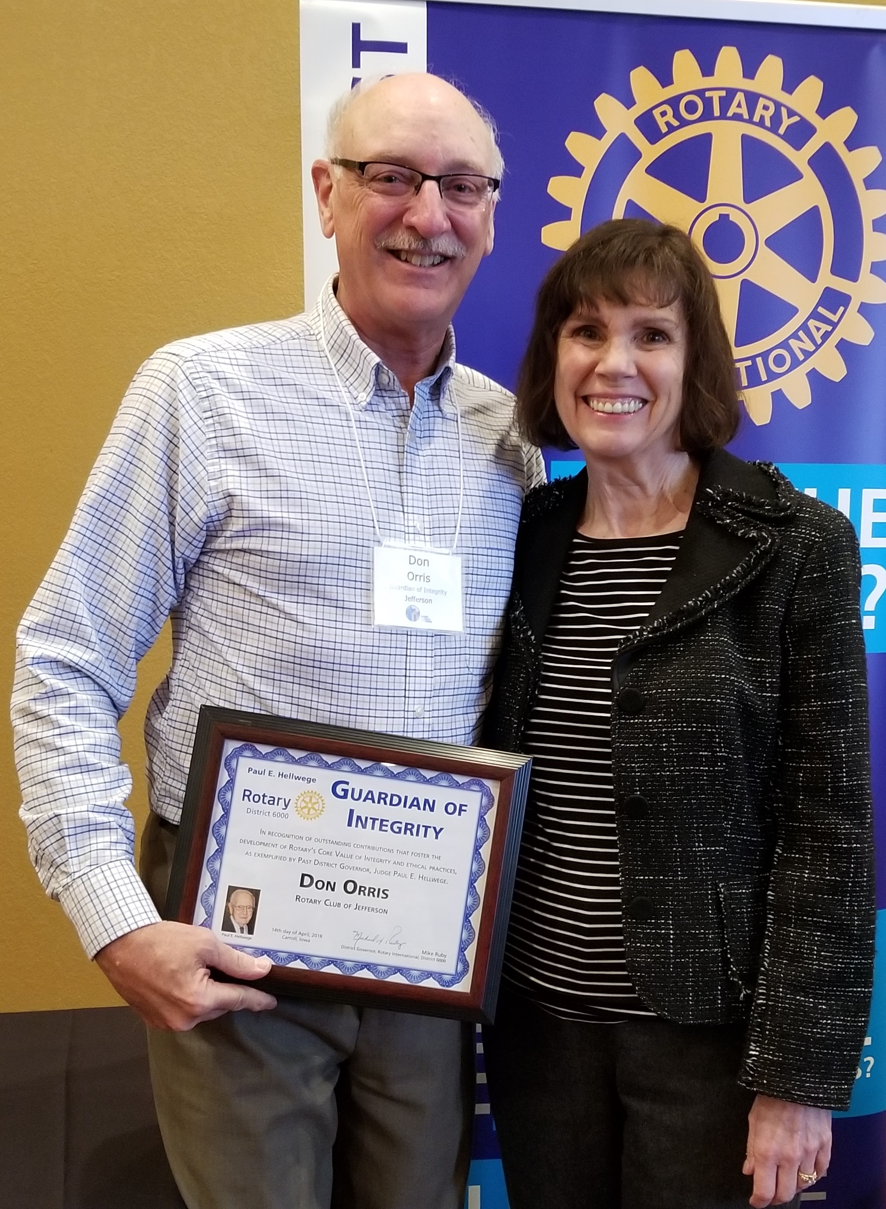 Orris honored as Guardian of Integrity by Rotary District 6000 - Greene ...